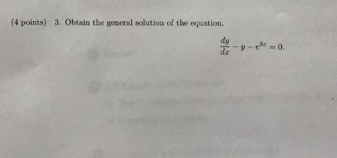 Solved Obtain the general solution of the equation. Dy/dx - | Chegg.com
