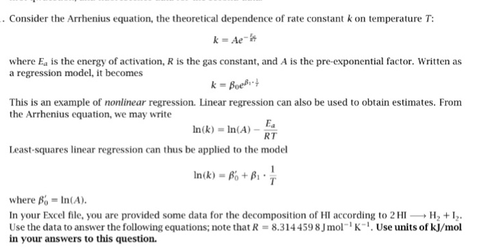 Solved Consider the Arrhenius equation, the theoretical | Chegg.com