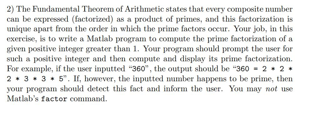Solved The Fundamental Theorem of Arithmetic states that | Chegg.com