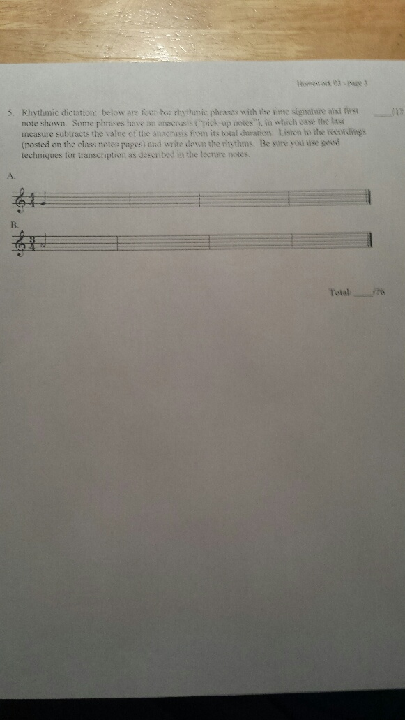 Rhythmic dictation: below are four bar rhythmic | Chegg.com