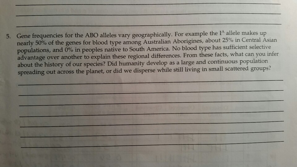 Solved Gene frequencies for the ABO alleles vary | Chegg.com