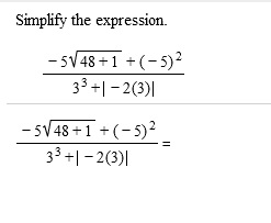 Solved Simplify the expression -5 square root 48+1 | Chegg.com