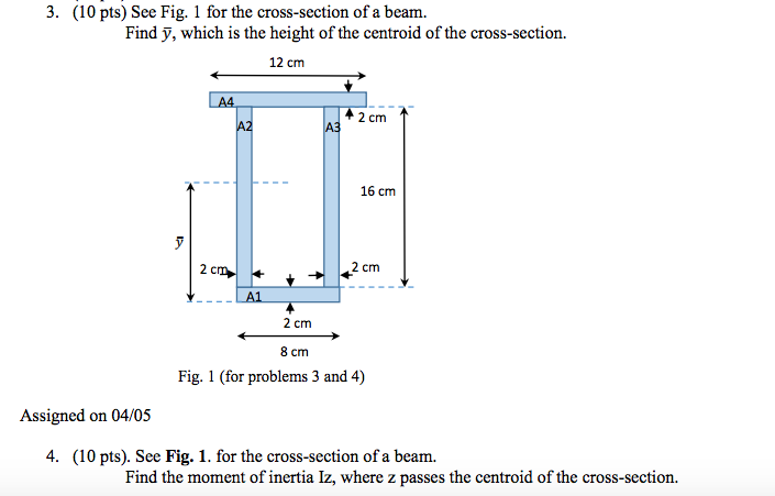 Solved See Fig. 1 for the cross-section of a beam. Find y, | Chegg.com