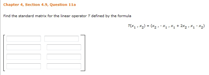 Solved Find the standard matrix for the linear operator T | Chegg.com