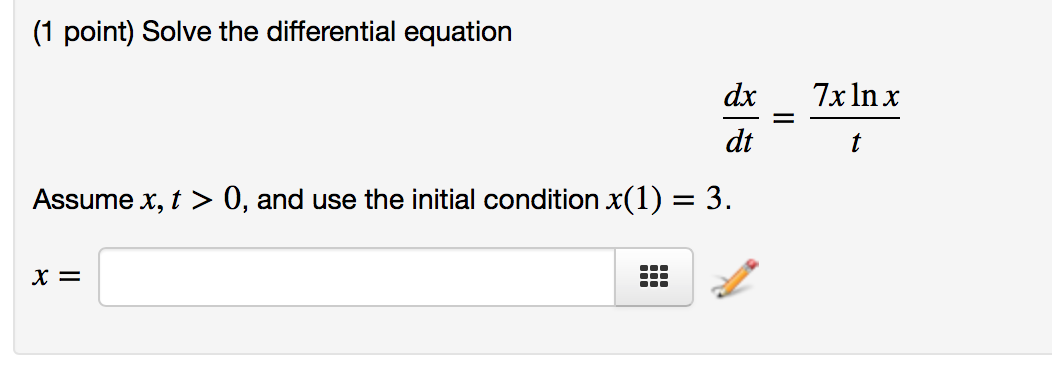 Solved (1 point) Solve the differential | Chegg.com