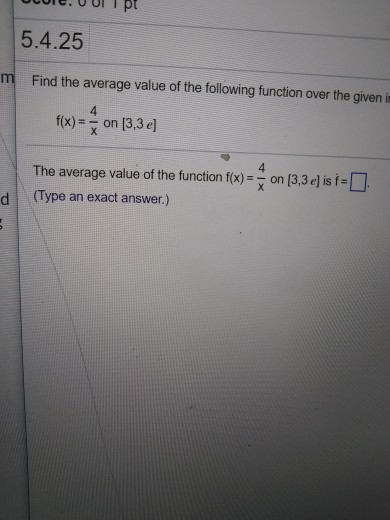 Solved 5.4.25 m Find the average value of the following | Chegg.com