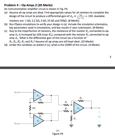 Solved Problem 4- Op-Amps 2 (30 Marks) An instrumentation | Chegg.com