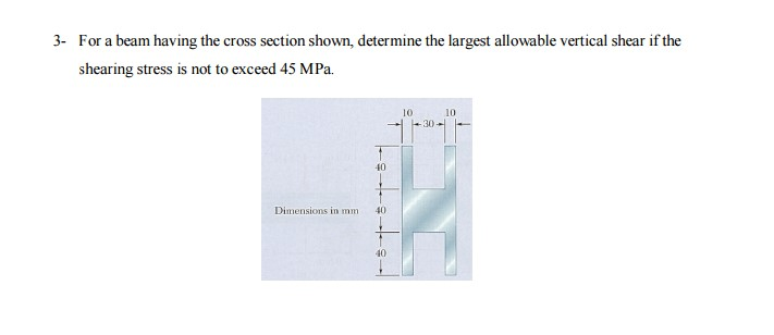 Solved For a beam having the cross section shown, determine | Chegg.com