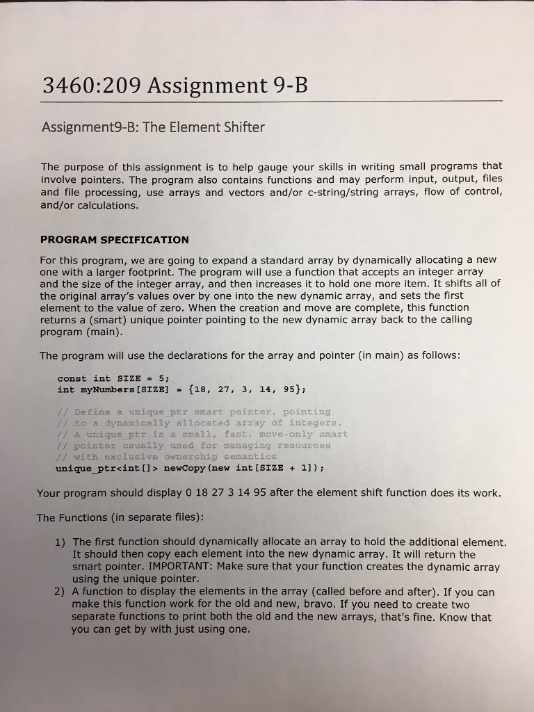 3460:209 Assignment 9-B Assignment9-B: The Element | Chegg.com