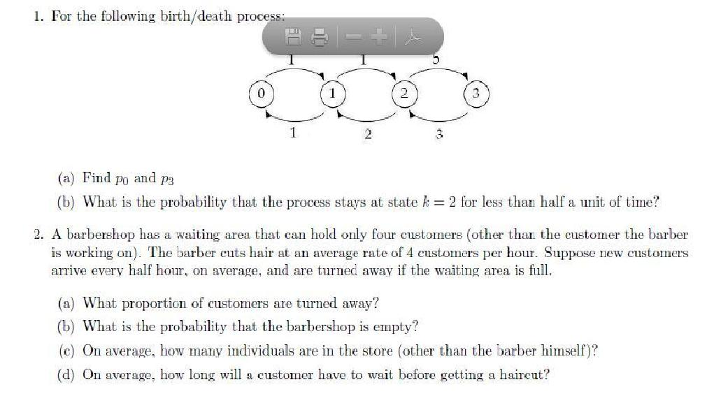 Solved For the following birth/death process; Find p0 and | Chegg.com
