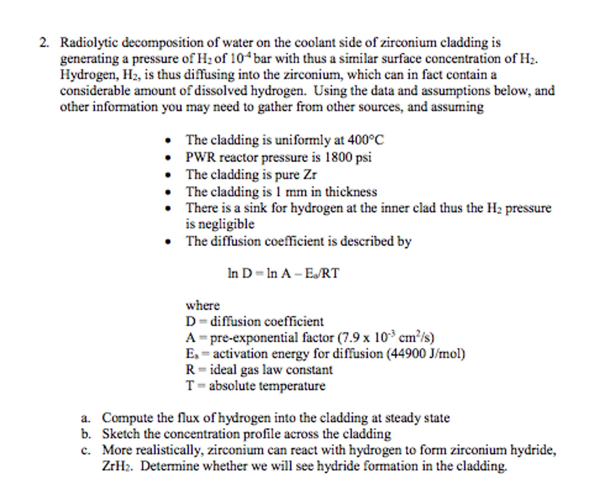 Solved Radiolytic decomposition of water on the coolant side | Chegg.com