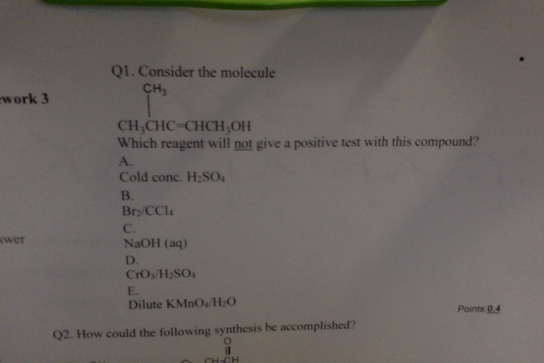 Solved Consider the molecule CH_3 CH_3CHC=CHCH_3OH Which | Chegg.com