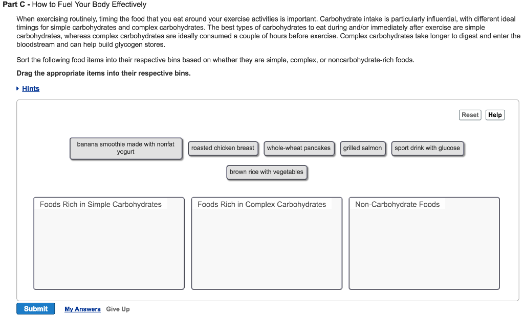 Solved Part C How to Fuel Your Body Effectively When | Chegg.com