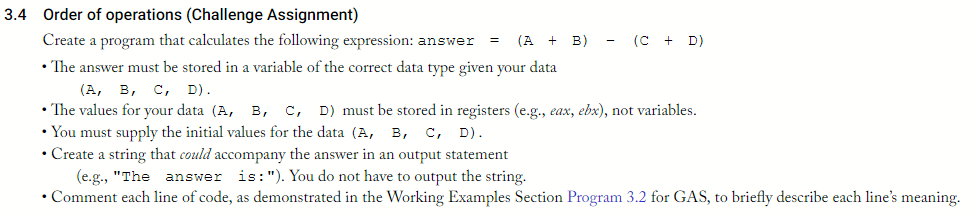 Solved Order of operations (Challenge Assignment) Create a | Chegg.com