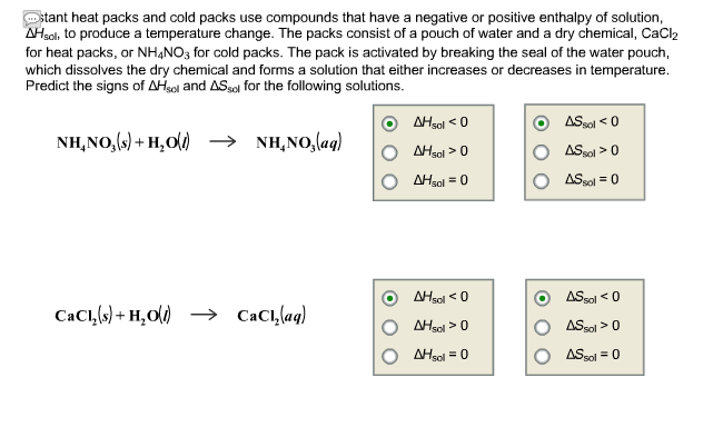 Solved: Heat Packs And Cold Packs Use Compounds That Have ... | Chegg.com