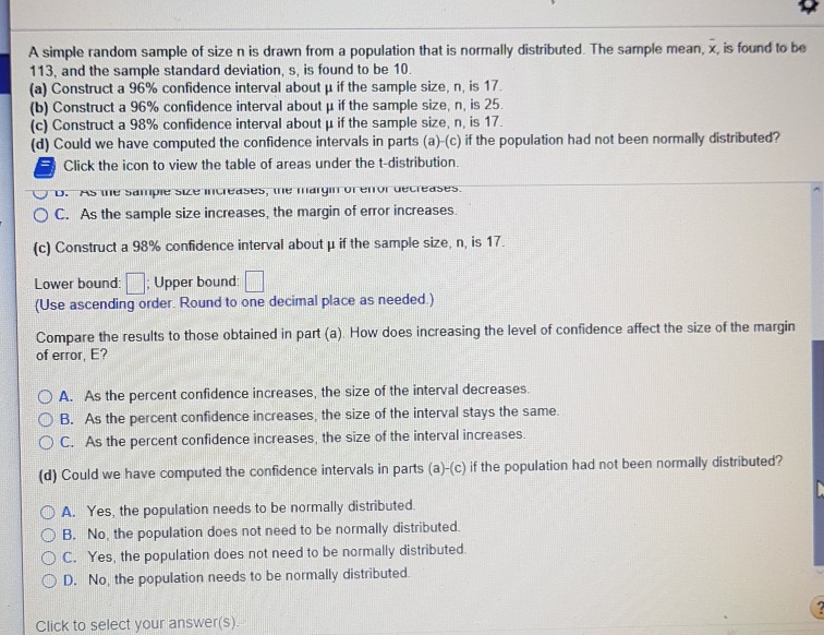 Solved A simple random sample of size n is drawn from a | Chegg.com