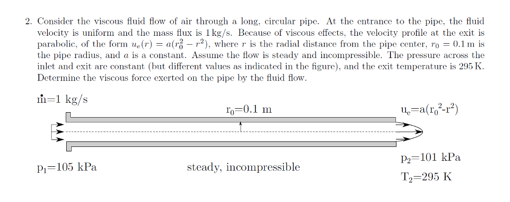 Solved 2. Consider the viscous fluid flow of air through a | Chegg.com