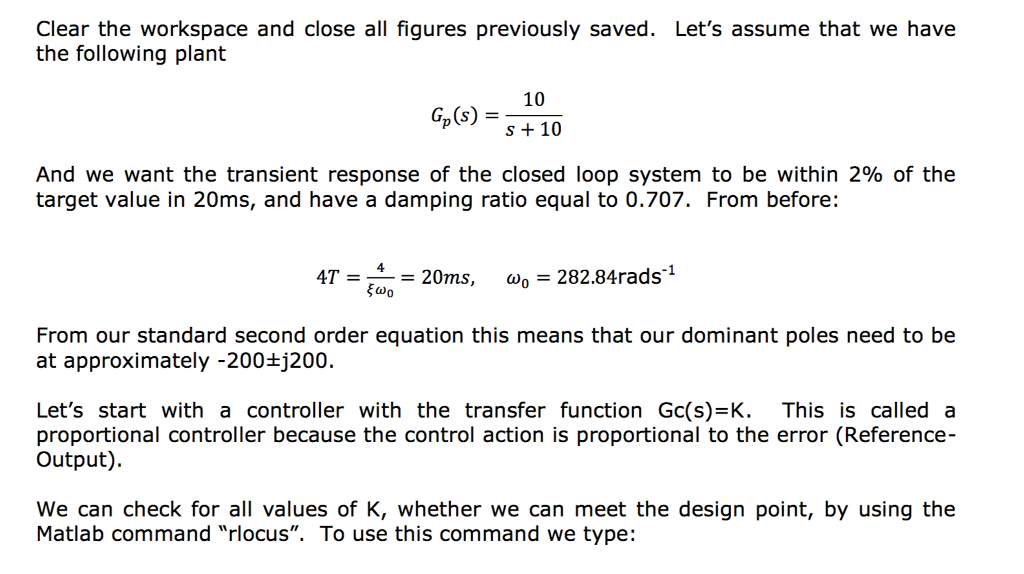 Solved Clear the workspace and close all figures previously | Chegg.com