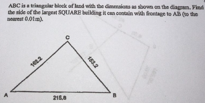 Solved ABC is a triangular block of land with dimensions as | Chegg.com