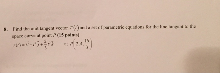 Solved Find the unit tangent vector T (t) and a set of | Chegg.com