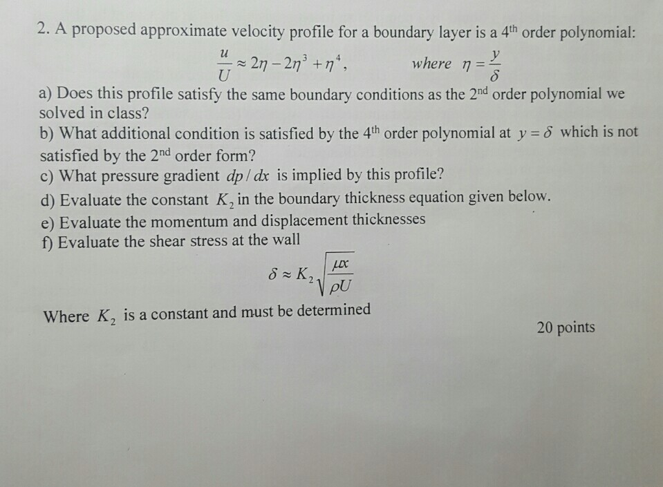 Solved A proposed approximate velocity profile for a | Chegg.com
