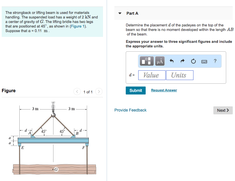 Solved The strongback or lifting beam is used for materials | Chegg.com