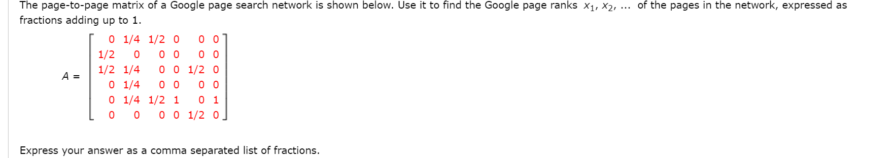 The page-to-page matrix of a Google page search | Chegg.com