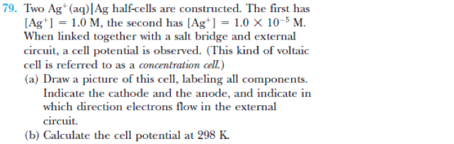 Two Ag+ (aq)| Ag half-cells are constructed. The | Chegg.com