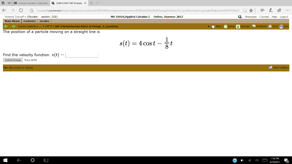 Solved The position of a particle moving on a straight line | Chegg.com