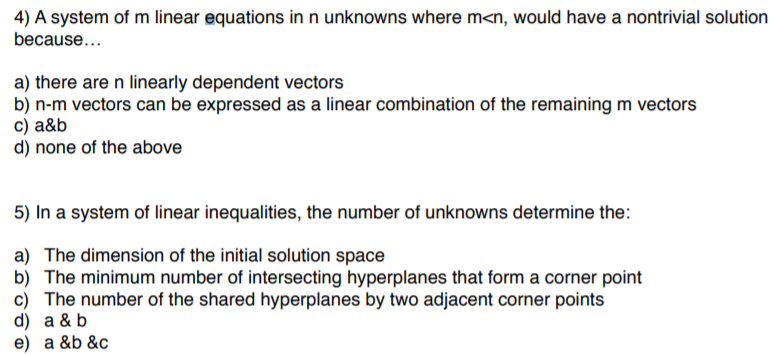 Solved 4) A system of m linear equations in n unknowns where | Chegg.com