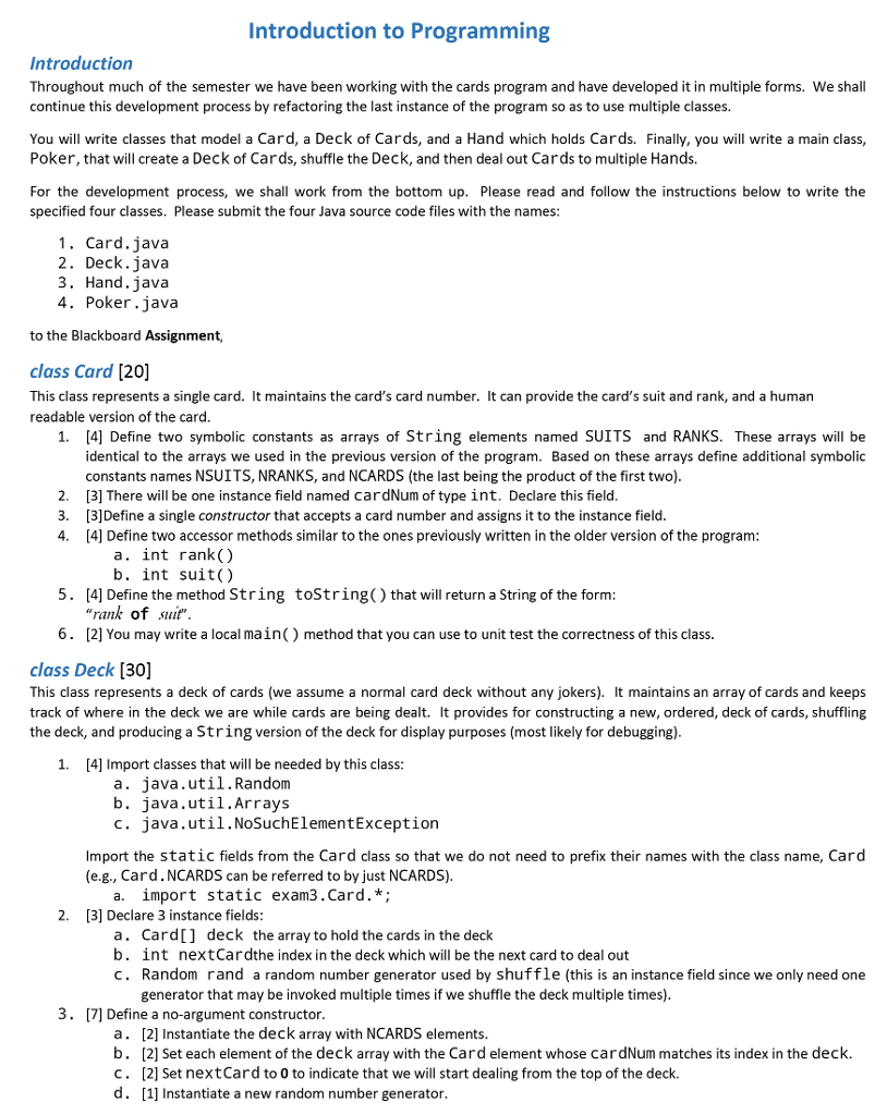 Solved Introduction to Programming Introduction Throughout | Chegg.com