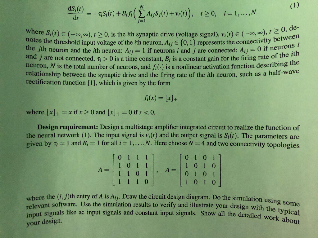 A normalized neuronal network model for describing | Chegg.com