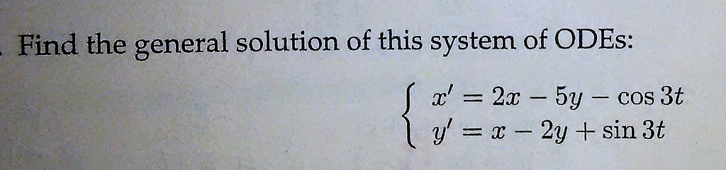 Solved Find the general solution of this system of ODEs: S. | Chegg.com