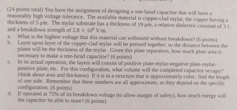 Solved You have the assignment of designing a one-farad | Chegg.com