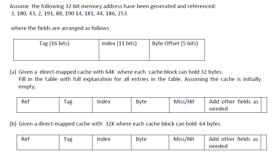 Solved Assume the following 32 - bit memory address have | Chegg.com