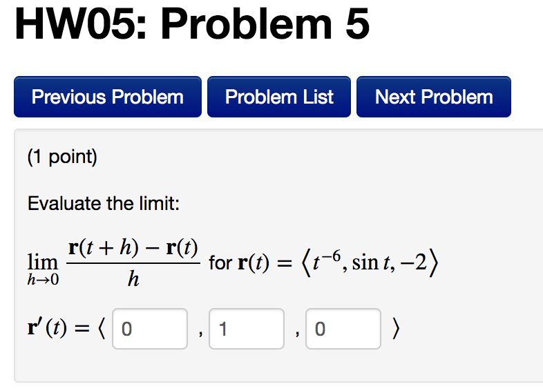 Solved Hw05 Problem 5 Previous Problem Problem List Next