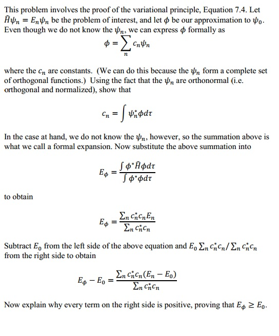 Solved This problem involves the proof of the variational | Chegg.com