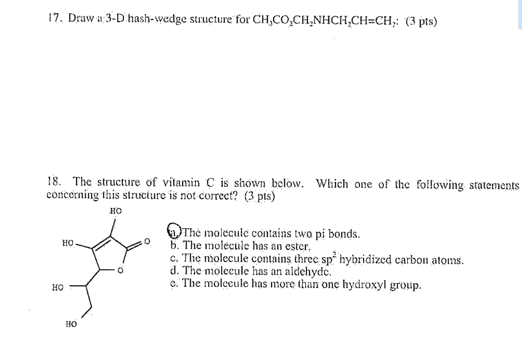 Solved Draw a 3-D hash-wedge structure for | Chegg.com