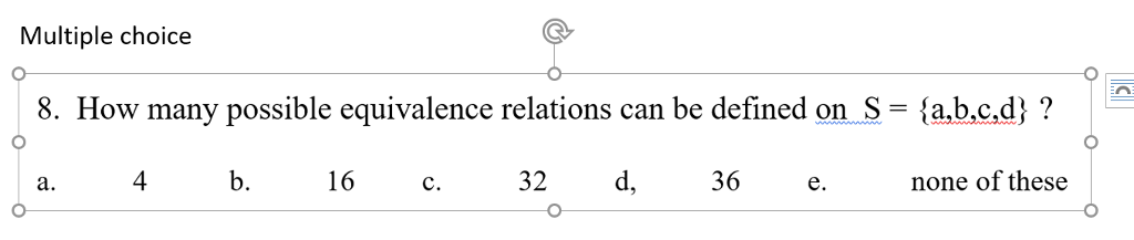 Solved How many possible equivalence relations can be | Chegg.com