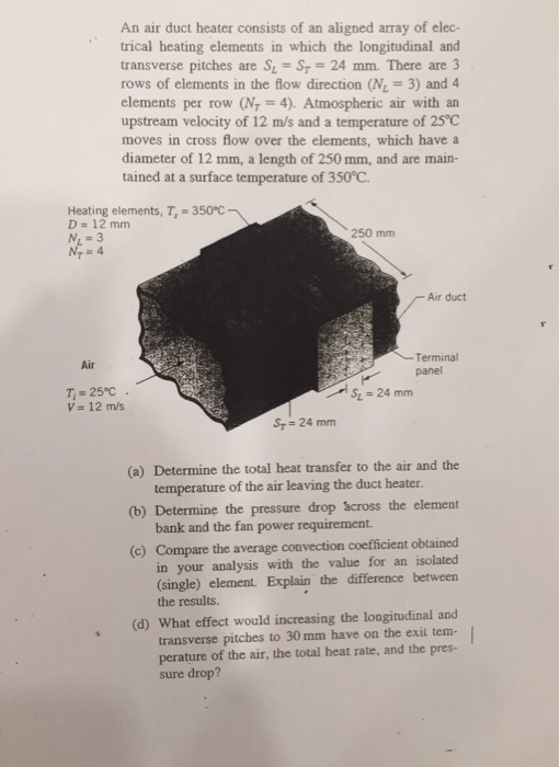 Solved An air duct heater consists of an aligned array of | Chegg.com