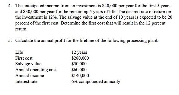 Solved 4· The anticipated income from an investment is | Chegg.com