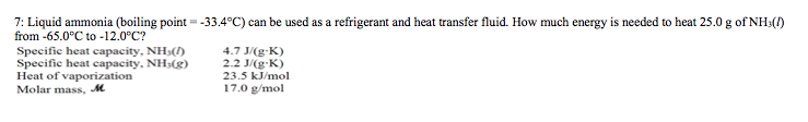Solved Liquid ammonia (boiling point = 33.4 degree C) can be | Chegg.com
