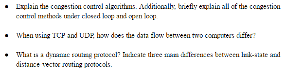 Solved Explain the congestion control algorithms. | Chegg.com