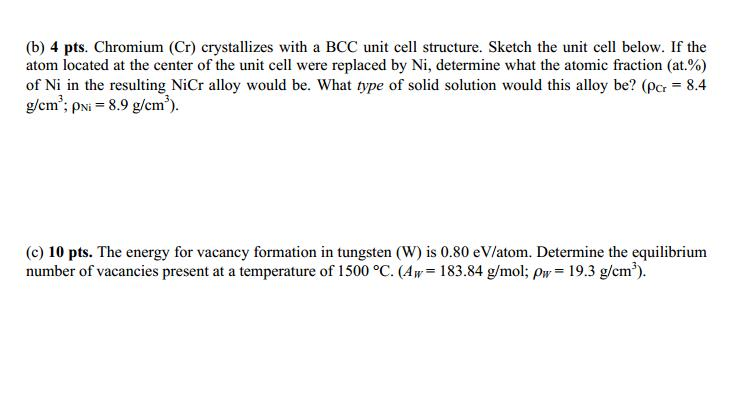 Chromium (Cr) crystallizes with a BCC unit cell | Chegg.com