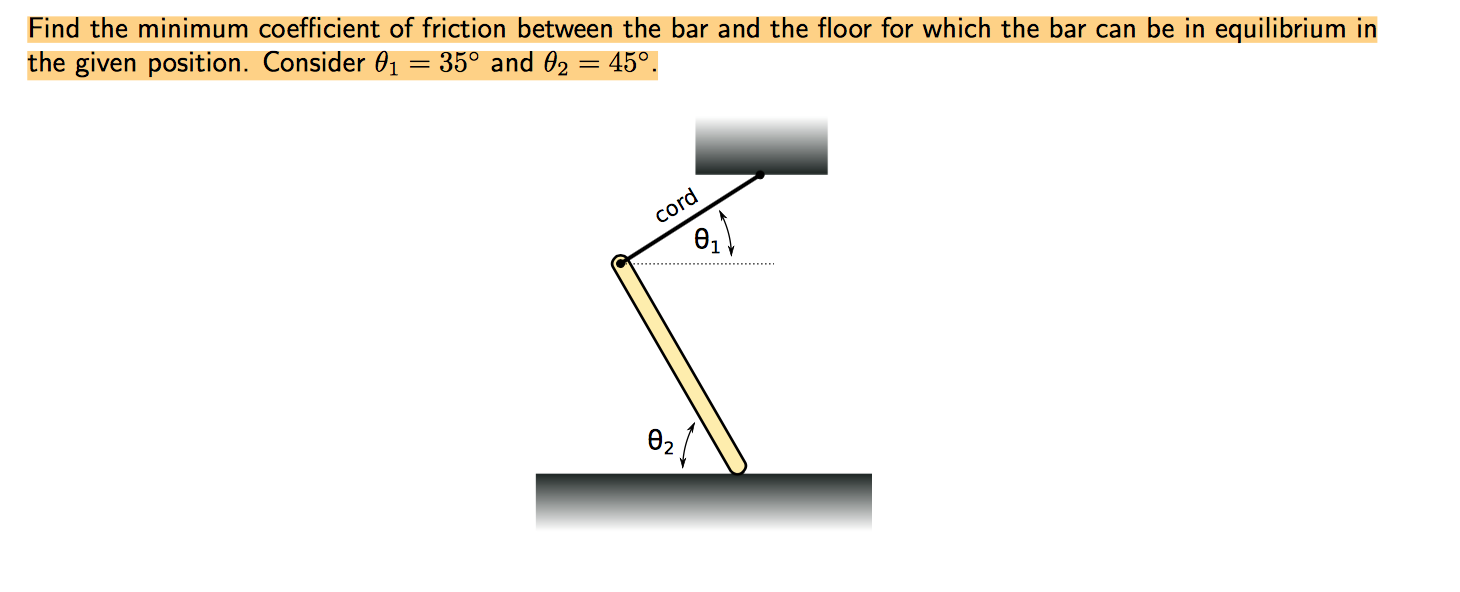Solved Find the minimum coefficient of friction between the | Chegg.com
