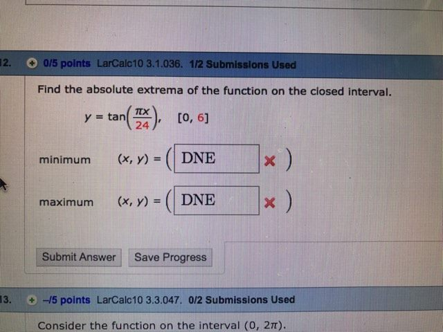 Solved Find the absolute extrema of the function on the | Chegg.com