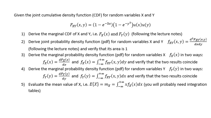 Solved Given the joint cumulative density function (CDF) for | Chegg.com