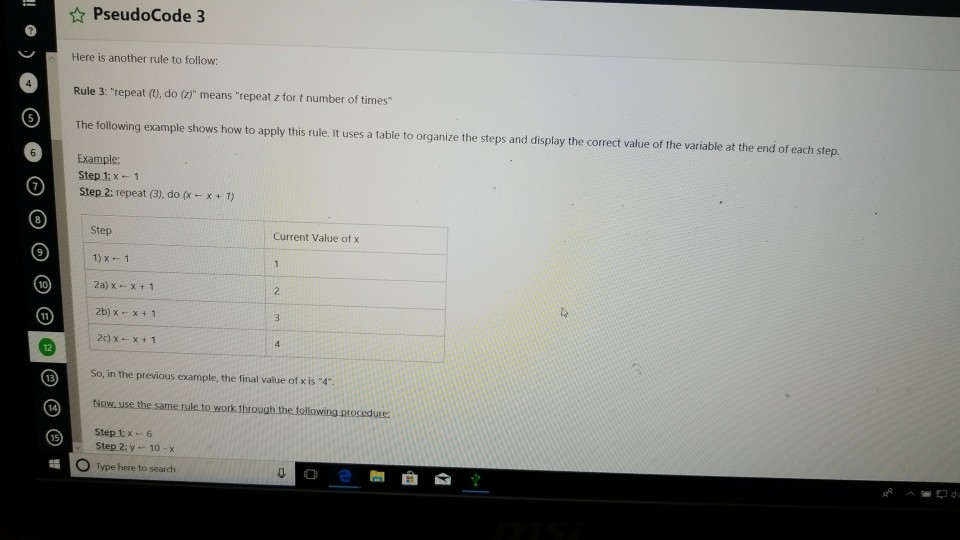 Solved ☆ Pseudocode 3 Here is another rule to follow: 4 Rule | Chegg.com