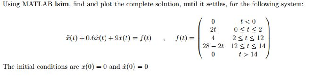 Using Matlab Lsim Find And Plot The Complete