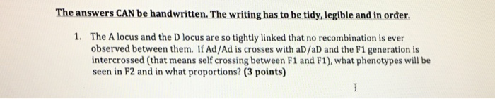 Solved The A locus and the D locus are so tightly linked | Chegg.com
